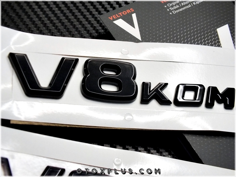 Mercedes Black / Siyah V8 Kompressor Yan Logo Amblem Seti