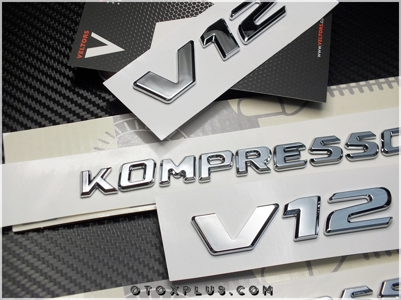 Mercedes V12 Kompressor Yan Logo Amblem Seti