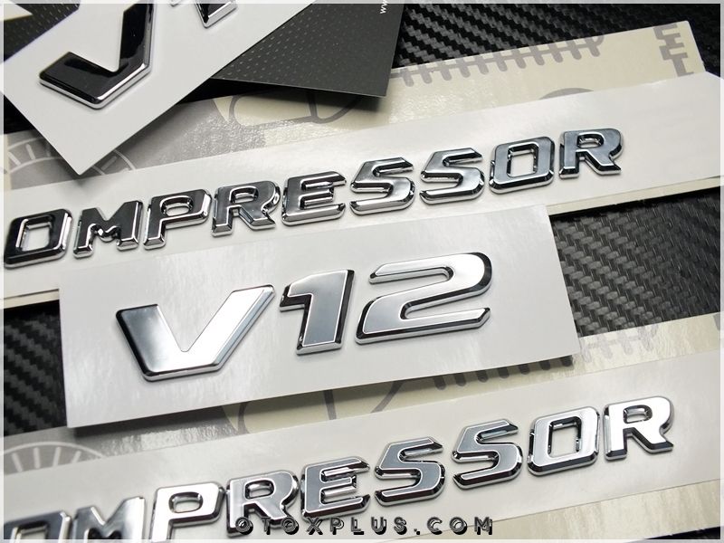 Mercedes V12 Kompressor Yan Logo Amblem Seti