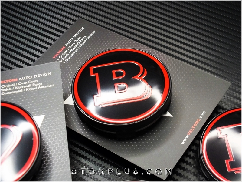 Mercedes Red BRABUS Logo Amblem Jant Göbeği Göbek Kapak Seti
